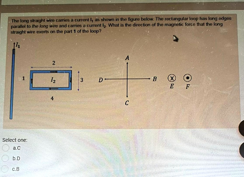 SOLVED: Texts: The long straight wire carries a current I, as shown in the figure below. The ...