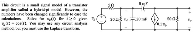 SOLVED: This circuit is a small signal model of a transistor amplifier ...