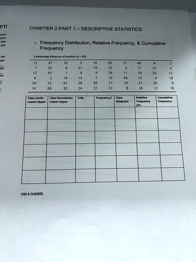 [GET ANSWER] CHAPTER 2 PART 1 - DESCRIPTIVE STATISTICS 1. Frequency Distribution, Relative ...