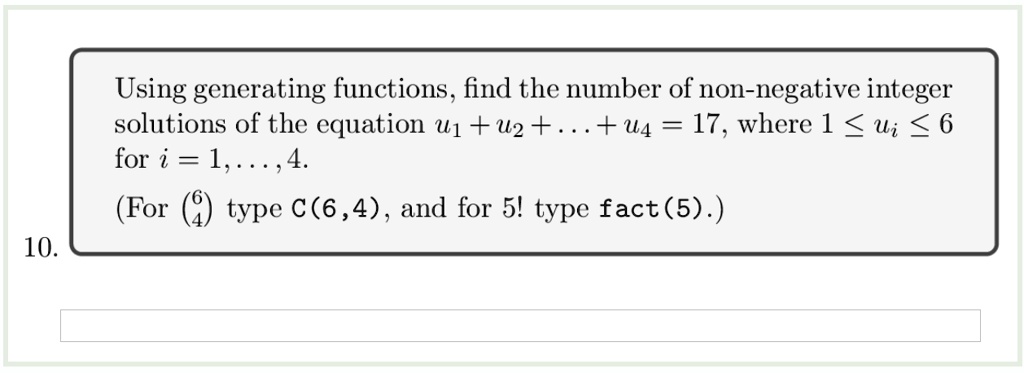 Using Generating Functions Find The Number Of Non Negative Integer