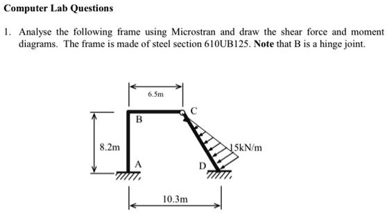 Computer Lab Questions Analyse the following frame using Microstran and ...