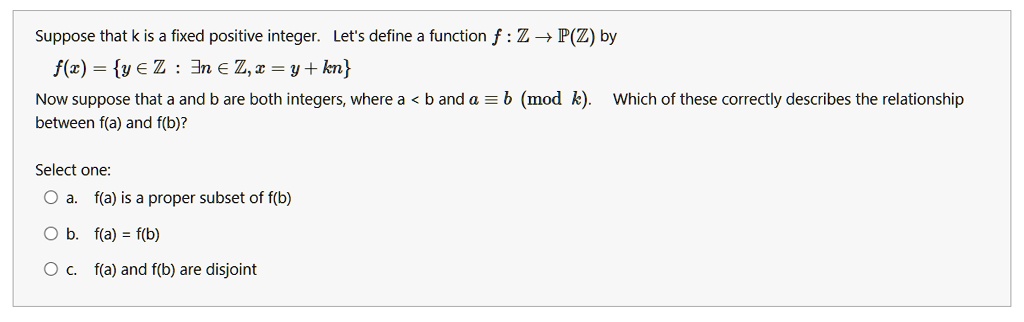 SOLVED: Suppose that k is a fixed positive integer. Let's define the function f(z) = P(Z) by f(c ...