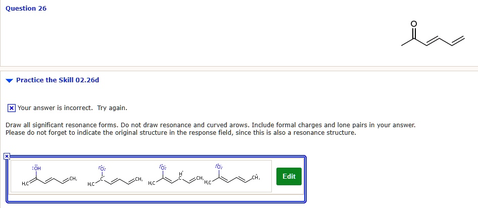 Question 26 Practice the Skill 02.26d Your answer is incorrect. Try again. Draw all significant ...