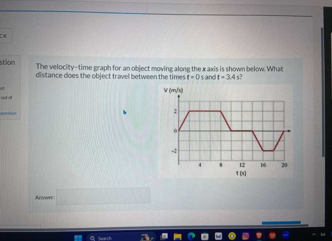 stion The velocity-time graph for an object moving along the x axis is ...