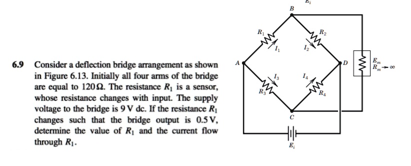 6.9 Consider a deflection bridge arrangement as shown in...