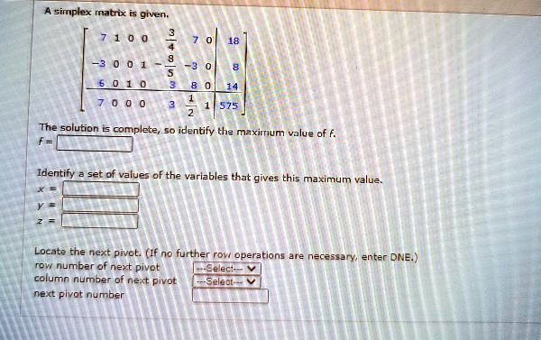 simplex matrix given 3 041q the solution complete 50 identify the ...