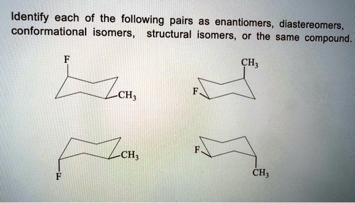 SOLVED:Identify each of the following pairs as enantiomers ...