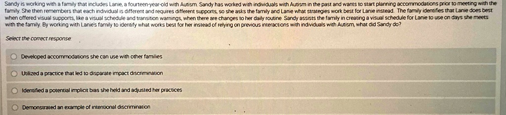 Sandy is working with a family that includes Lanie, a fourteen-year-old ...