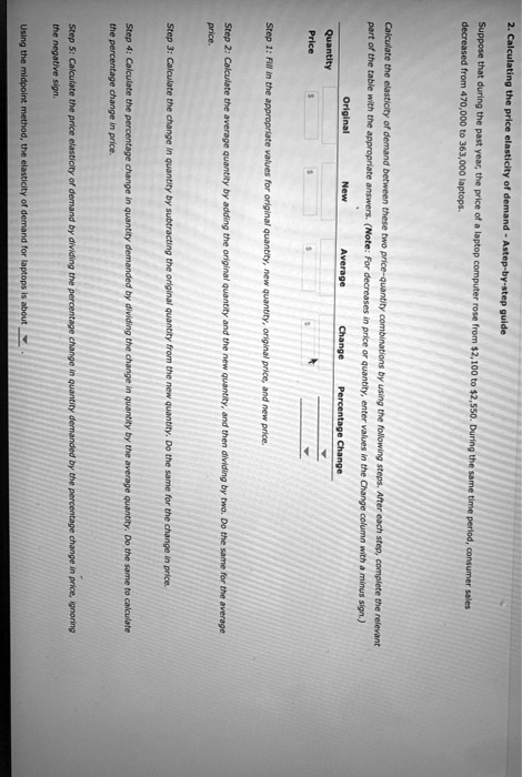 SOLVED: the negative sign. the percentage change in price. price. Price Quantity Using the ...