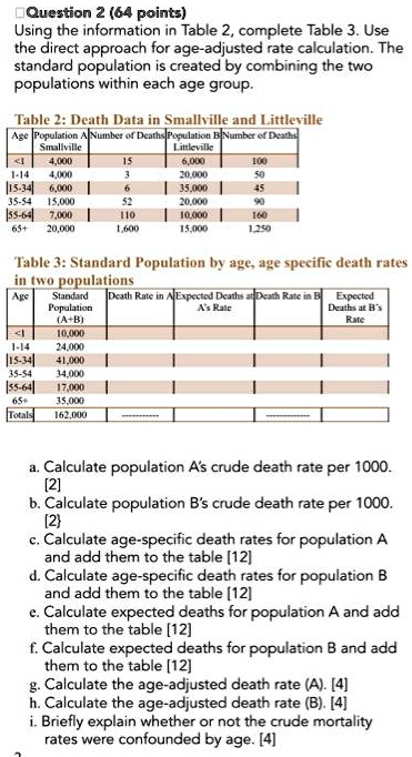 SOLVED: Question 2 (64 points) Using the information in Table 2 ...