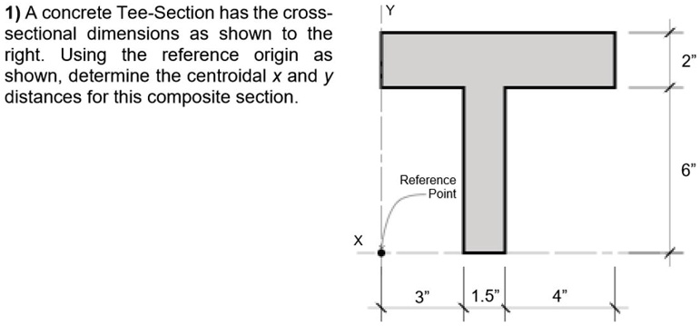 SOLVED: A concrete Tee-Section has the cross-sectional dimensions as ...