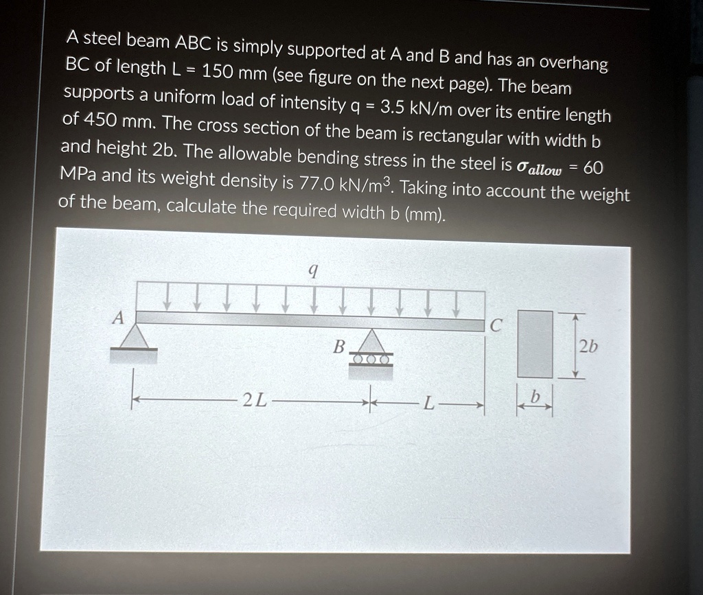 a steel beam abc is simply supported at a and b and has an overhang bc ...