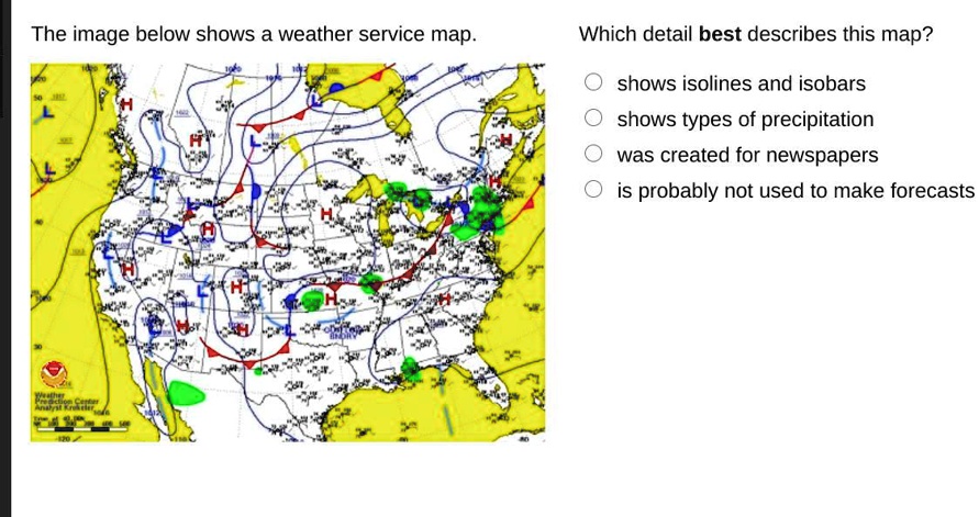 The image below shows a weather service map. Which detail best ...