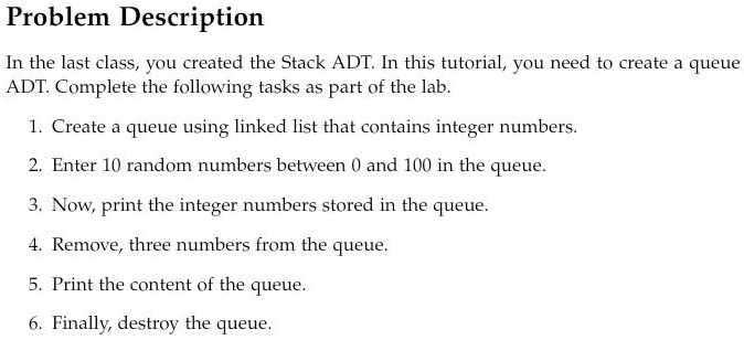 SOLVED: Text: Program in C. Problem Description: In the last class, you created the Stack ADT ...