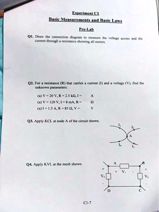 Solved Texts Circuits 1 Experiment Cl Basic Measurements And Basic