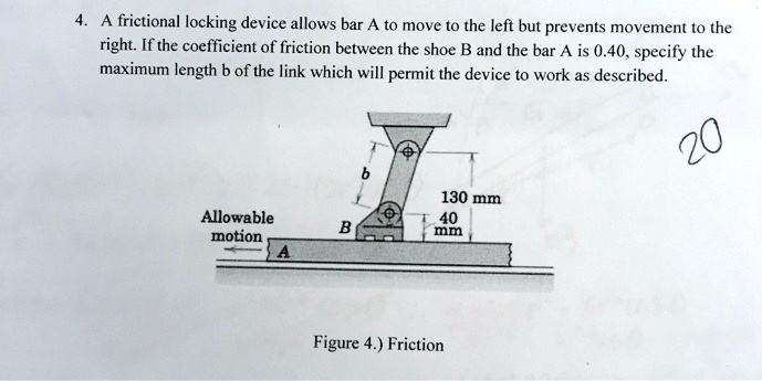 4. A frictional locking device allows bar A to move to the left but ...
