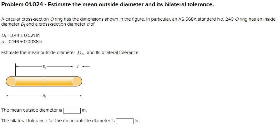 SOLVED: A circular cross-section O-ring has the dimensions shown in the figure. In particular ...
