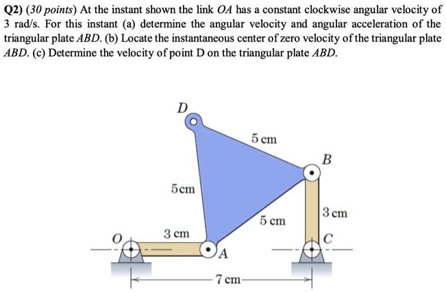 SOLVED: Q2 (30 points): At the instant shown, the link OA has a constant clockwise angular ...