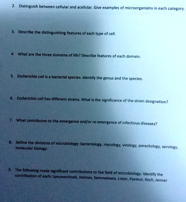 distinguish between cellular and acellular give examples of ...