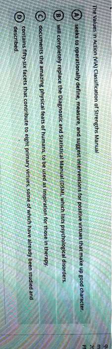 Solved The Values In Action Via Classification Of Strengths Manual The Values In Action Via