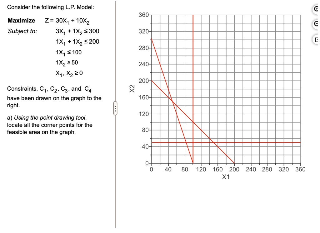 SOLVED: Consider the following LP Model: Maximize Z = 30X1 + 10X2 ... SOLVED: Consider the following LP Model: Maximize Z = 30X1 + 10X2 ...