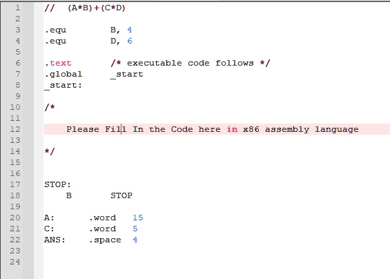 SOLVED: Compute the value of (A*B)+(C*D). The values for B and D were ...