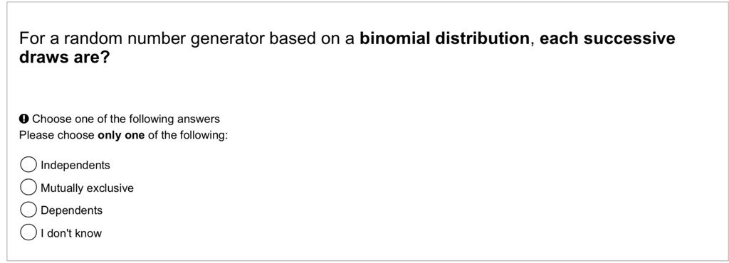 SOLVED: For a random number generator based on a binomial distribution ...