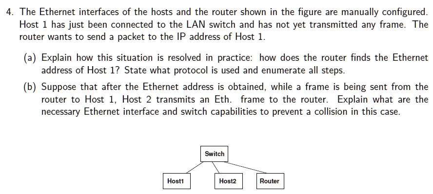 4. The Ethernet interfaces of the hosts and the router shown in the ...