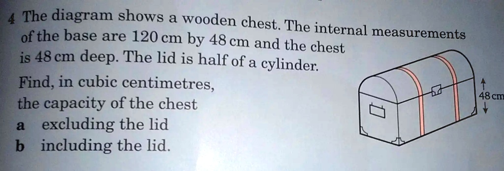 4 The diagram shows a wooden chest. The internal measurements of the ...