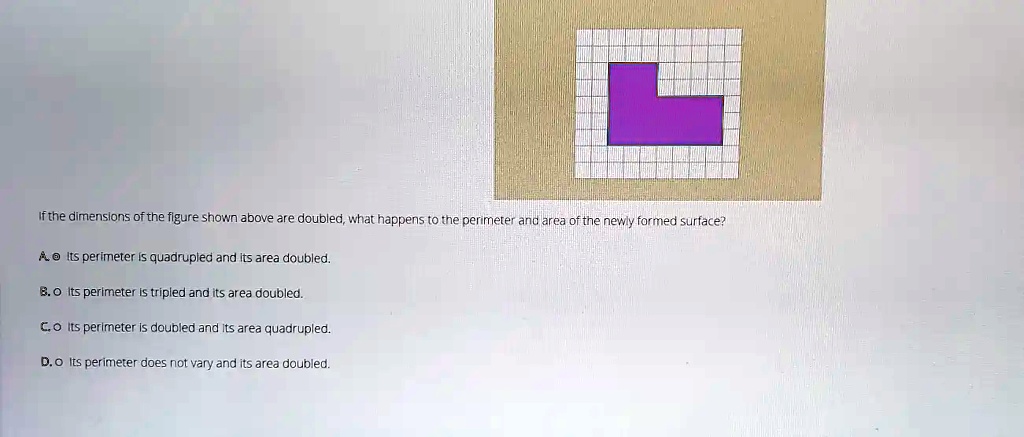 SOLVED: If the dimensions of the figure shown above are doubled, what ...