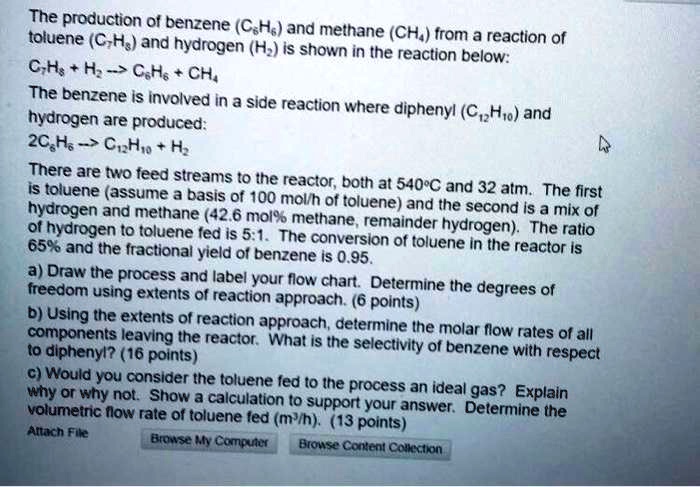 SOLVED: The production of benzene (C6H6) and methane (CH4) from a ...