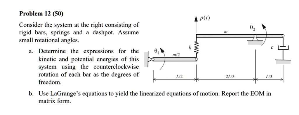 Problem 12 (50) Consider the system at the right consisting of rigid ...
