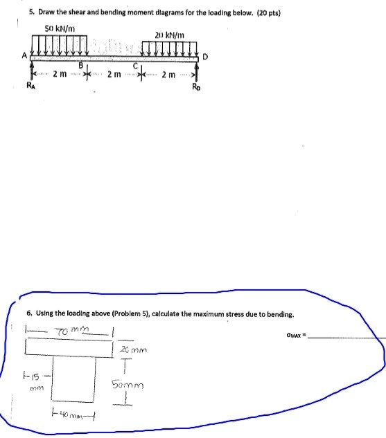 SOLVED: Texts: Solve question 6 5. Draw the shear and bending moment diagrams for the loading ...