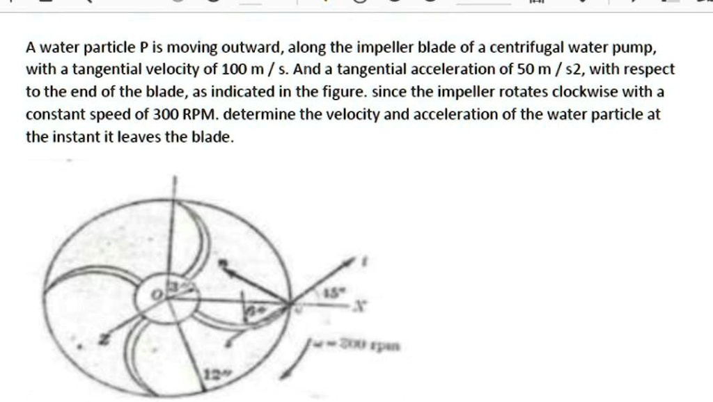 SOLVED: A water particle P is moving outward, along the impeller blade ...