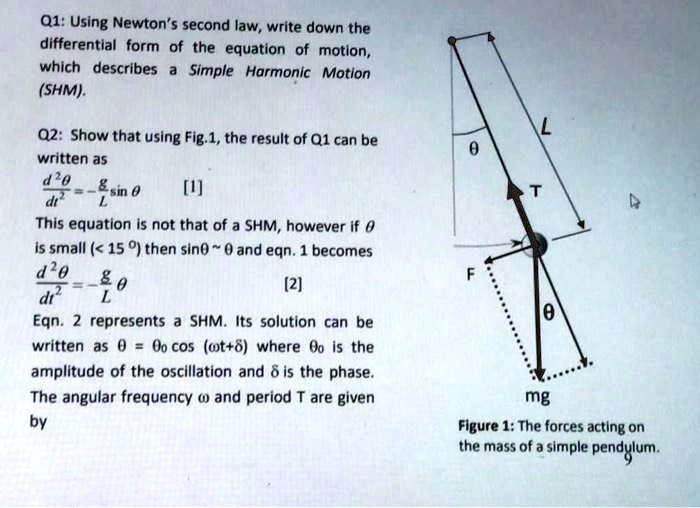 Question 1 And 2 Q1 Q2 Q1using Newtons Second Lawwrite Down 7179