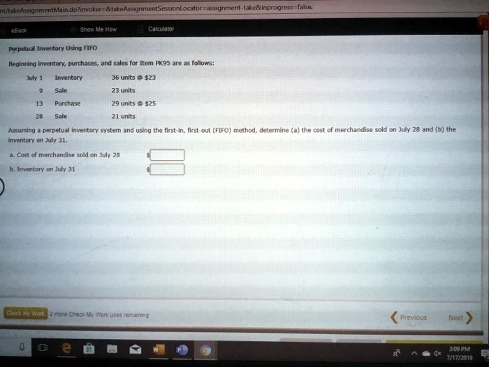 SOLVED: Show Me How Calculator Perpetual Inventory Using FIFO Beginning ...