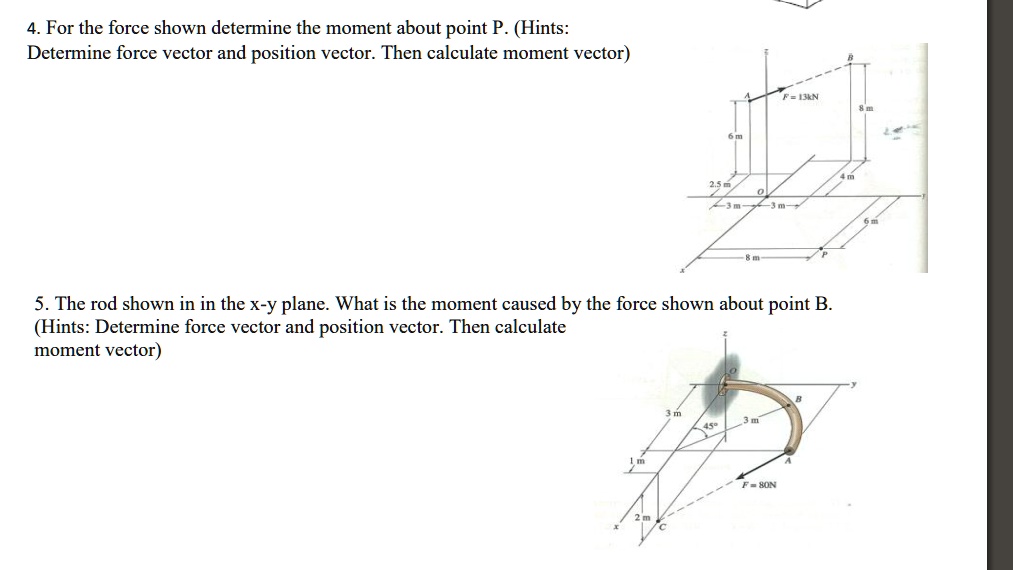 4 for the force shown determine the moment about point p hints ...
