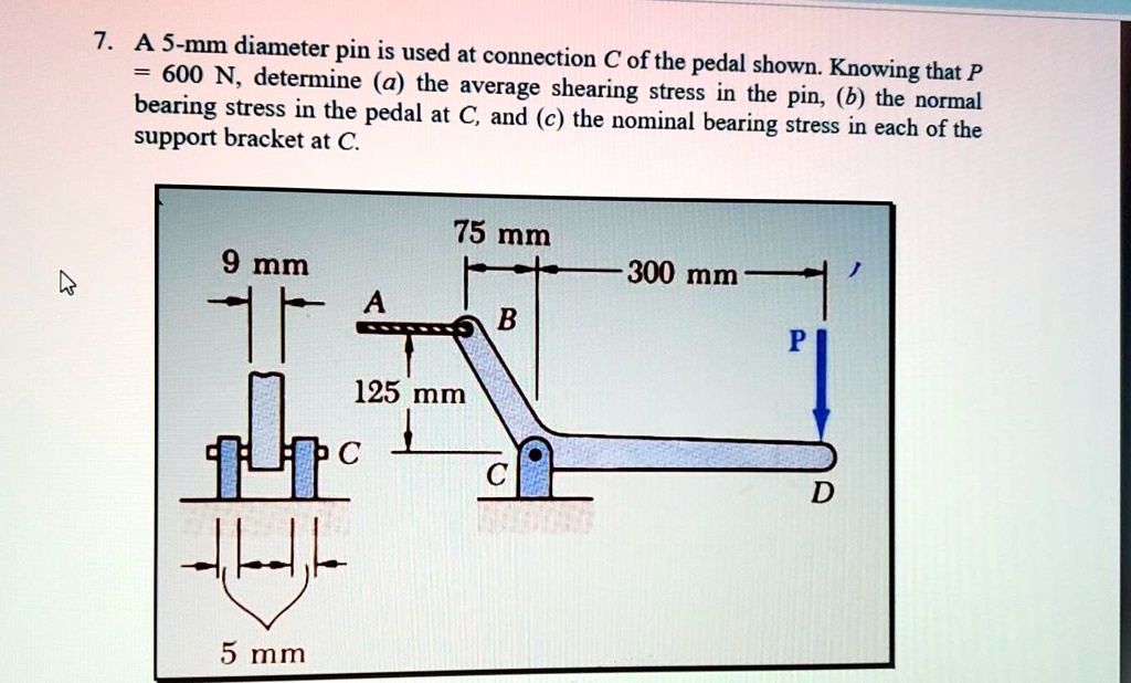 7. A 5-mm diameter pin is used at connection C of the pedal shown ...