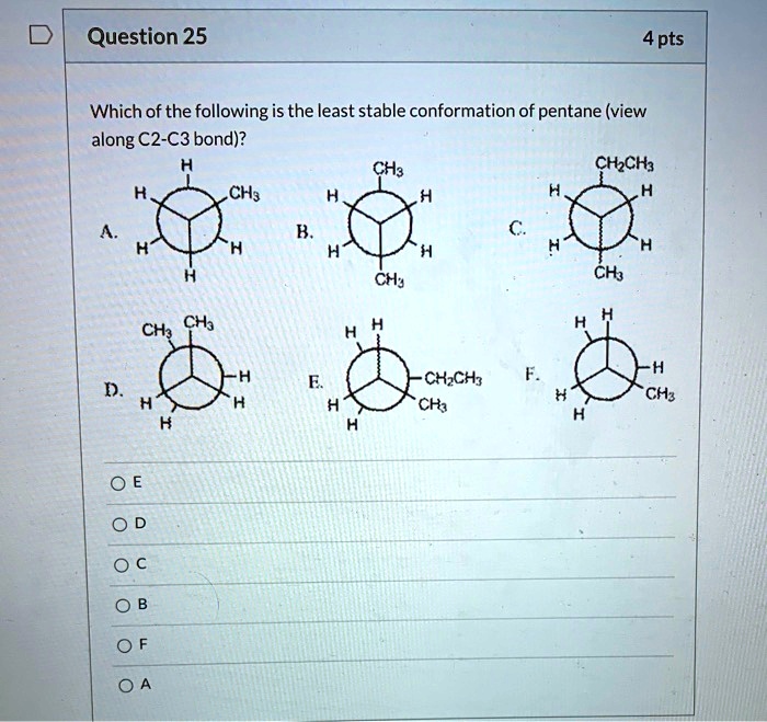 question 25 4pts which of the following is the least stable ...