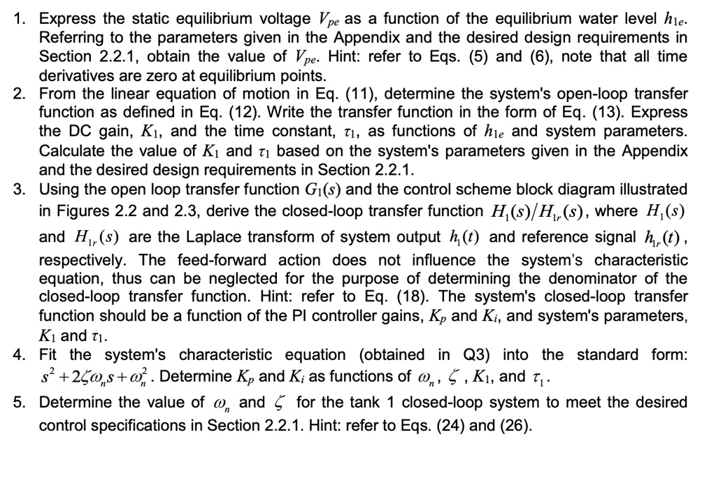 SOLVED: 1. Express the static equilibrium voltage Vpe as a function of the equilibrium water ...