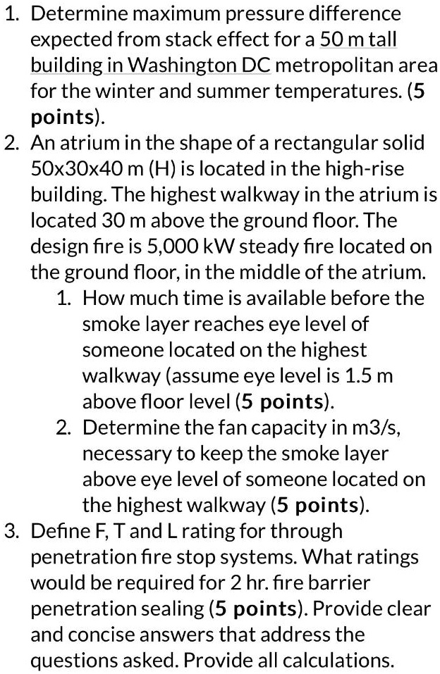 1. Determine maximum pressure difference expected from stack effect for ...