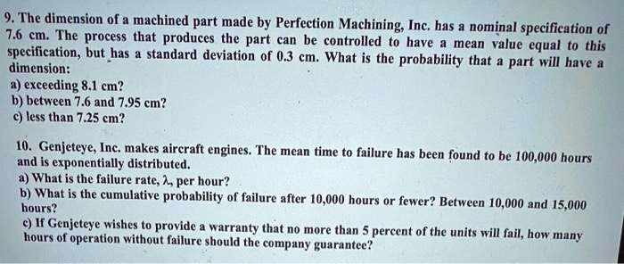 9 the dimension of a machined part made by perfection machining inc has ...