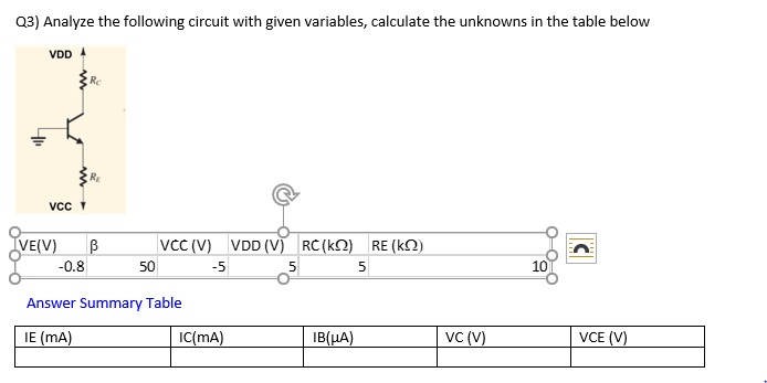 Solved Text Analyze The Following Circuit With The Given Variables And Calculate The Unknowns