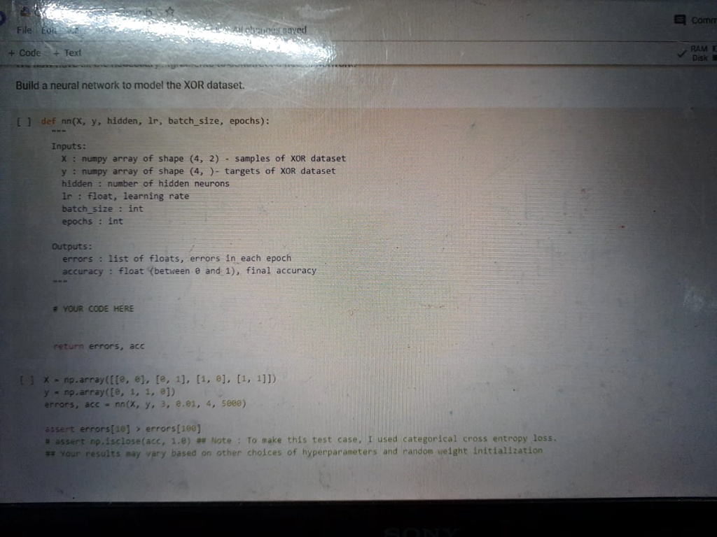 Solved File Codetext Ram Disk Build A Neural Network To Model The