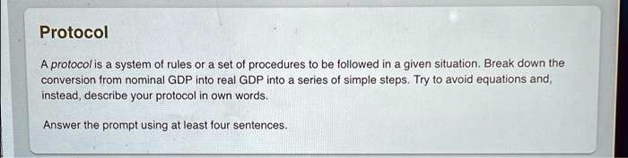 SOLVED: A protocol is a system of rules or a set of procedures to be ...