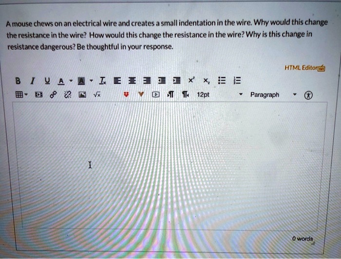 SOLVED:Amouse chews on an electrical wire and creates a small ...