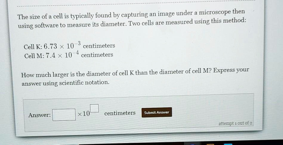 The size of a cell is typically found by capturing an image...