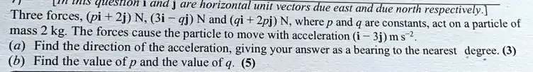three forces pi 2j n 3i yuesion ana are horizontal unit vectors due ...