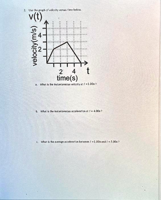 2. Use the graph of velocity versus time below. v(t) velocity(m/s) 2 4 ...