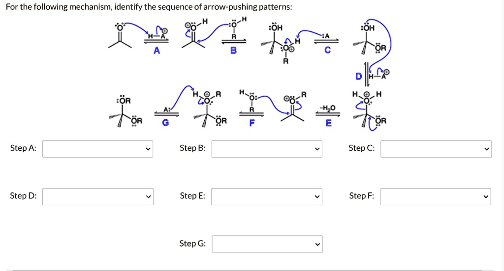 SOLVED: Q6: For the following mechanism, identify the sequence of arrow-pushing patterns: Answer ...